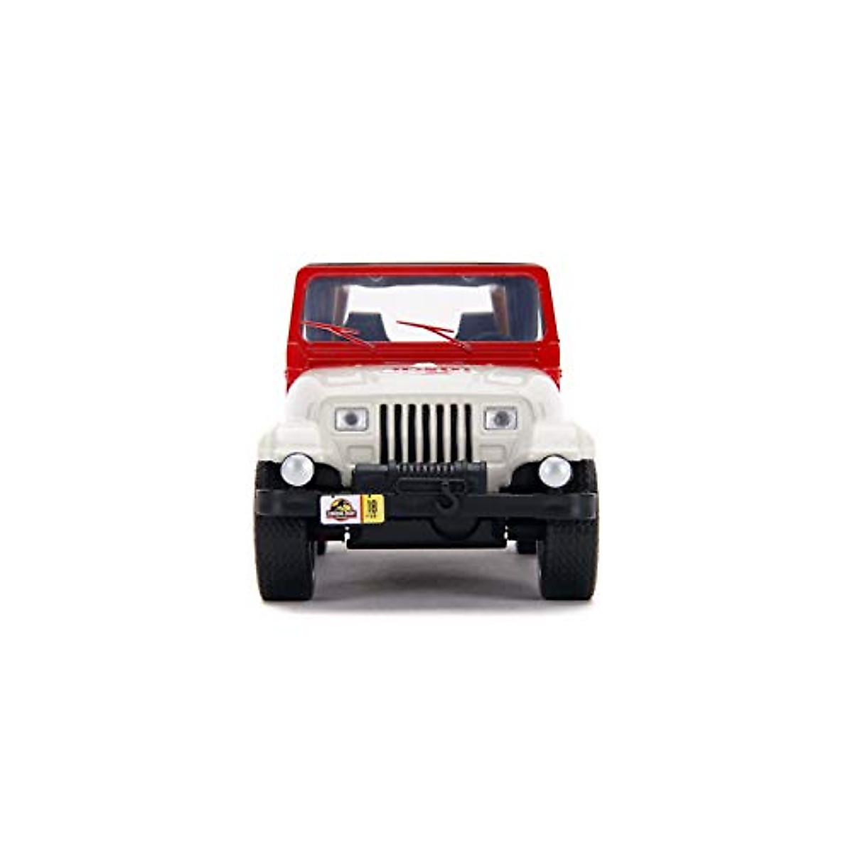 Jada Toys Jurassic World 1:32 Jeep Wrangler Die-cast Car, Toys for Kids and Adults,White/Red