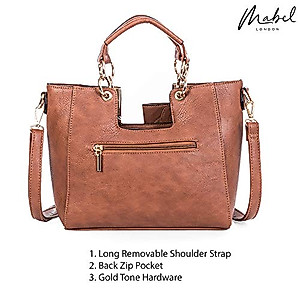 Womens Bow Shoulder Satchel Handbag - Top Handle Plain Bag - Medium Size Purse with a Long Adjustable Shouder Strap - Hannah (Grey)