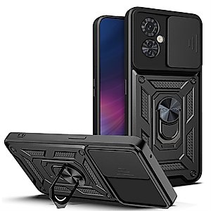 TERPINK Protective Case Compatible with OnePlus Nord N30 5G, with Folding Stand and Camera Slide Cover, Shockproof Protective Cover for OnePlus N30 5G (Black)