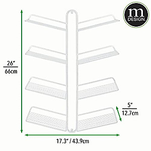mDesign Modern Metal Shoe Display & Storage Rack - Perfect for Sneaker Heads - Store Your Collection of Kicks - 4 Tier, Wall Mount - White