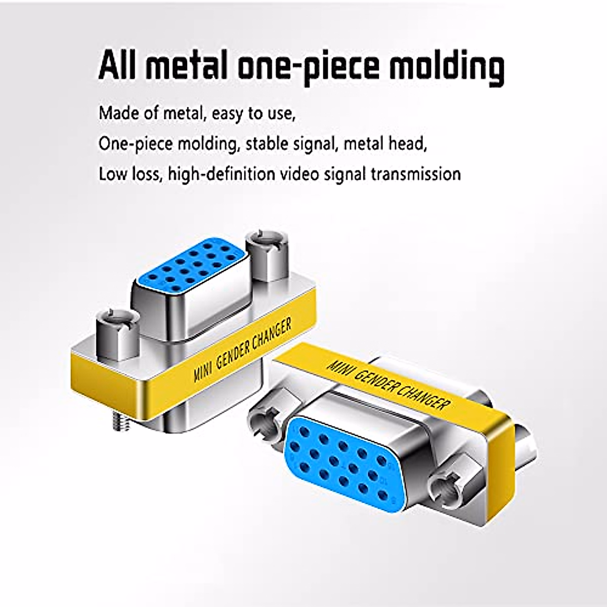 LNHCAW vga to vga 15 vga Connector、Null Modem Adapter Male to Male、Male to Female、vga Female to Female Adapter Extender Dual vga Adapter for 2 Monitors (2, Female to Female)