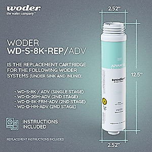Woder WD-G4-REP (Replacing the older WD-S-8K) Replacement Cartridge for WD-G4 (Singles) and WD-D-FRM-G4, WD-D-20M-G4 and WD-D-HM-G4 (as 2nd Stage) – USA Made (Gen4)