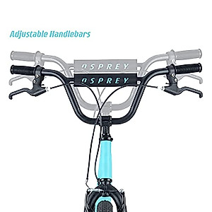 Osprey Adult Youth BMX Kick Scooter | 20 x 16 Inch Big Wheels, Kids Teen Bicycle Off Road Scooter with Adjustable Handlebars Inflatable Wheels and Caliper Brakes - Blue