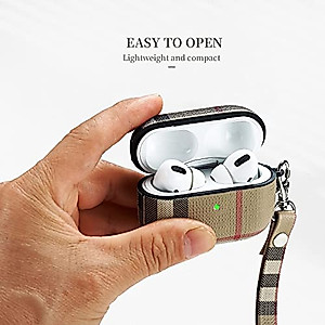 Luxury Case for AirPods Pro(1st & 2nd Generation), Fashion PU Shockproof Anti-Slip Protective Cover Accessories Set for Airpods Pro Case with Con Wrist Strap, and Keychain…