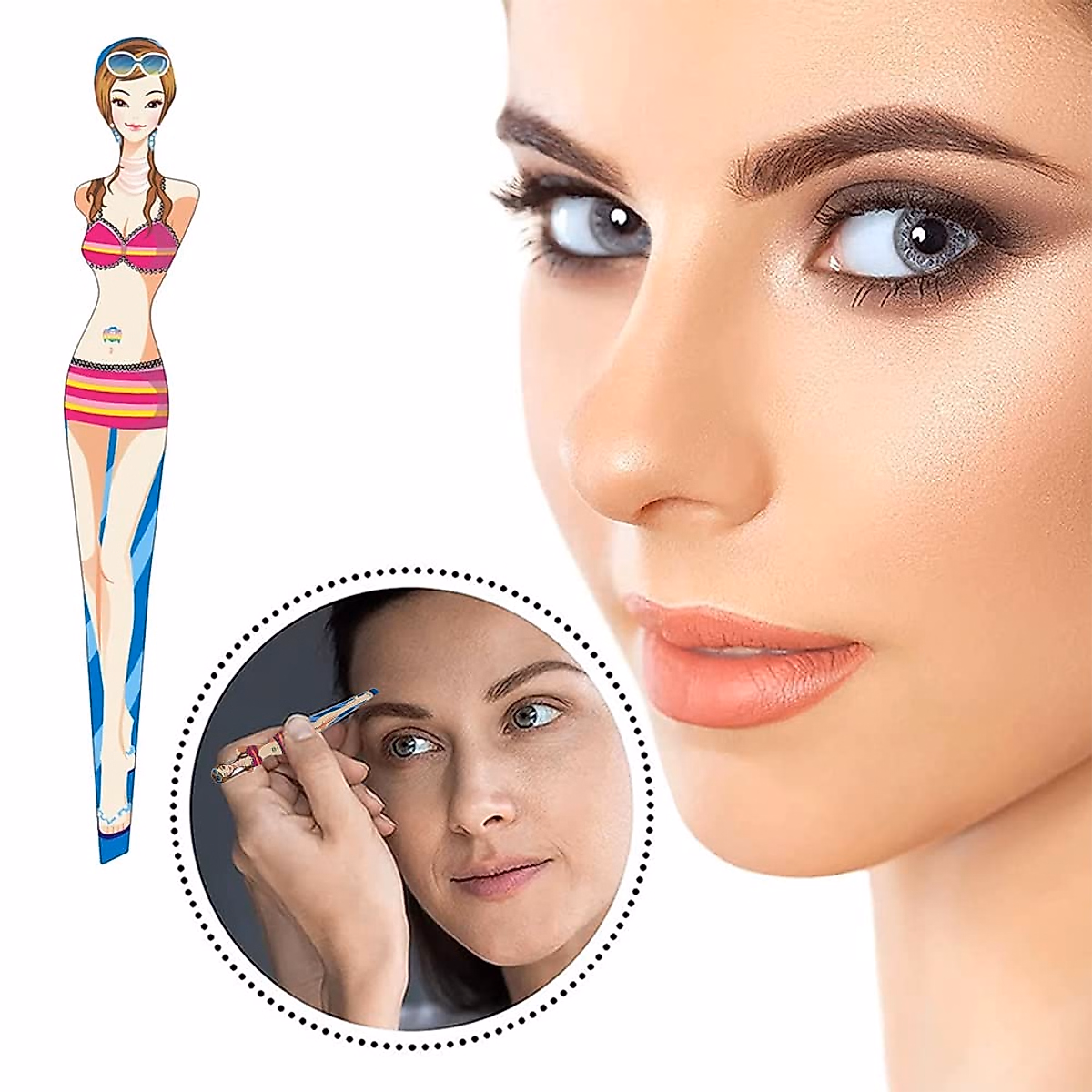 6Pcs Professional Girl Eyebrow Tweezer Stainless Steel Slanted Eyebrow Tweezers Eyebrows Hair Remover Tools Cosmetics Beauty (random color)…