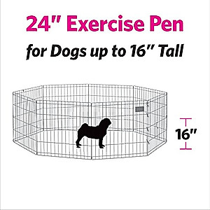 New World Pet Products 24" Foldable Black Metal Dog Exercise Pen No Door
