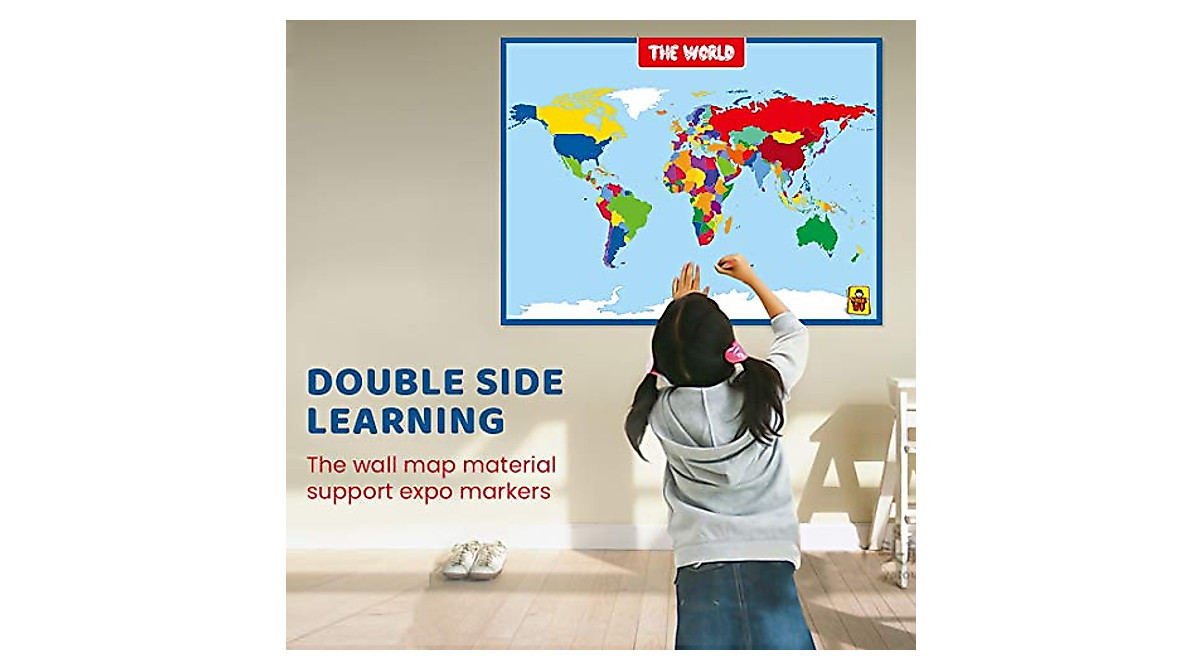 World Map Laminated Poster - 18x24 Home & Classroom Learning