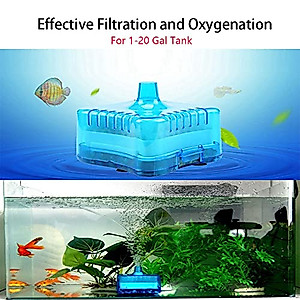 FRIRODSAY Fish Tank Filter Aquarium Sponge Filter Quiet Small for 1-20 Gallon Aquariums Detachable with Activated Carbon and Air Stone
