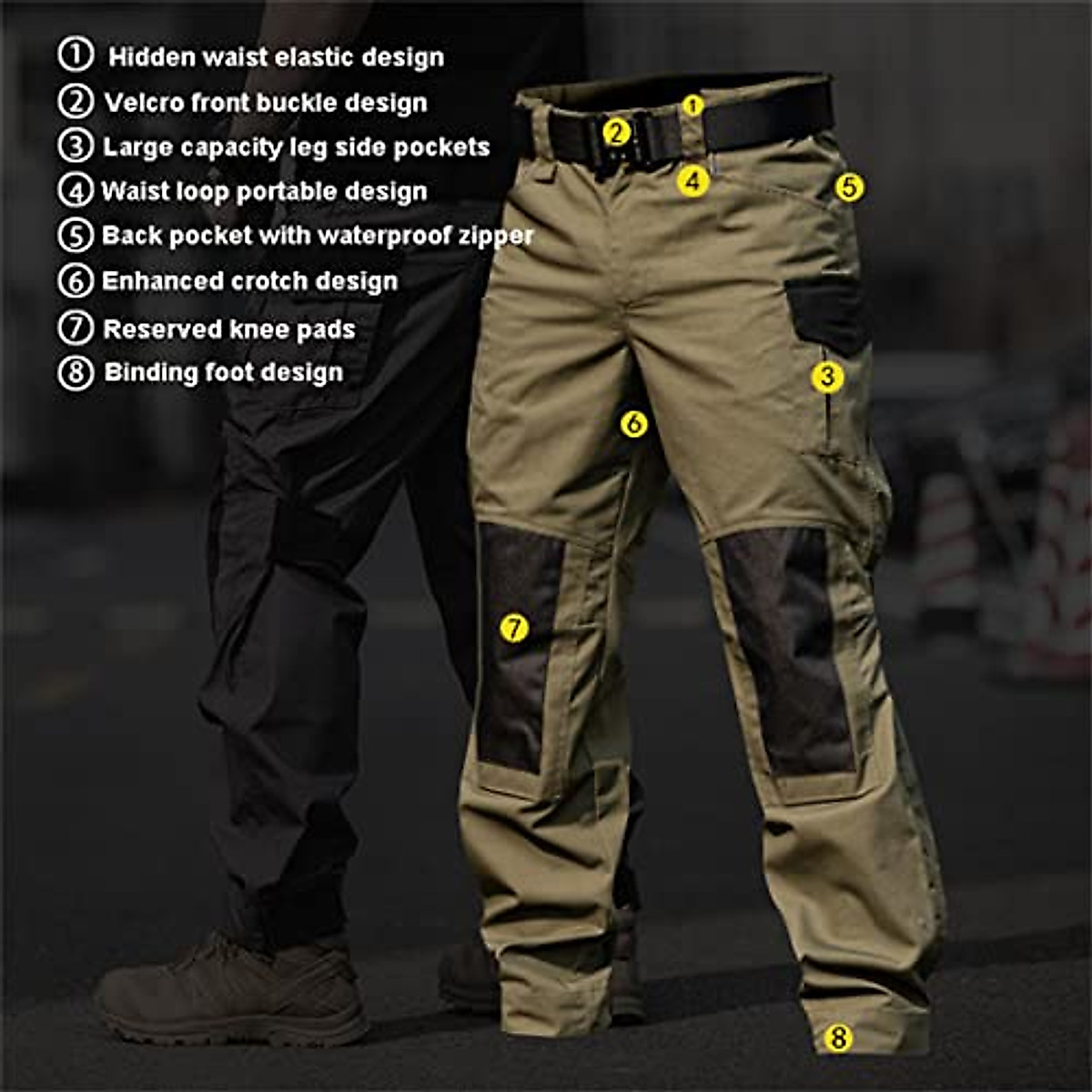 Men's Tactical Military Equipment Soldier Army Training Trouers Solid Multi Pockets Combat Pants Gray M