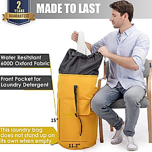 College Dorm Laundry Bag Extra Large, 115L Laundry Backpack for College, Heavy Duty Laundry Bag for Camp, Yellow Backpack Laundry Bag, Dirty Clothes Bag for Dorm, Trips, Laundromat, Apartment