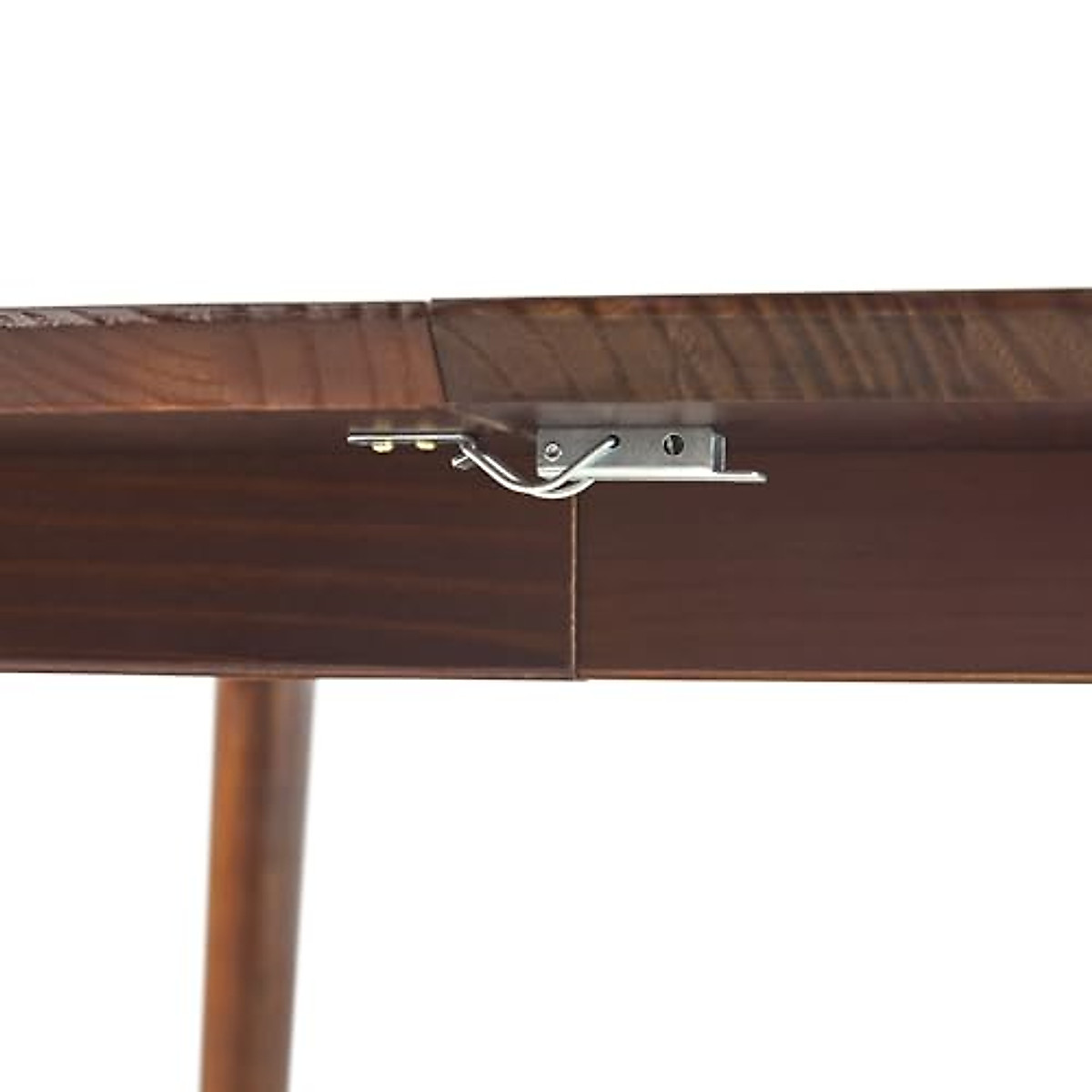 Walker Edison Mid Century Solid Wood Oval Extension Dining Table with Hairpin Legs and Removable Leaf, 60 Inch, Walnut