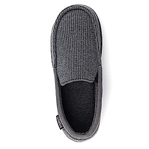 ULTRAIDEAS Men's Carver Slippers Moc Loafer House Shoes Memory Foam, Charcoal Grey, 12 US