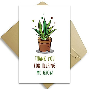 OJsensai Cute Teachers Day Card, Thank You Card for Teacher, Appreciation Card for School Teacher Mom, Thank You for Helping Me Grow