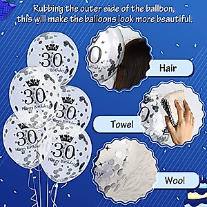 30th Birthday Balloons Decorations, 15 PCS Navy Blue Silver 30th Happy Birthday Balloons for Men Women 30 Anniversary Latex Inflatable Confetti Birthday Party Sign Royal Blue Indoor Outdoor Supplies