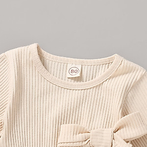 YOUNGER TREE Toddler Baby Girls Fall Clothing Solid Cotton Pit Irregular Skirt Winter Dress Long Sleeve Skirt Outfits(Ruffle-Beige, 2-3T)