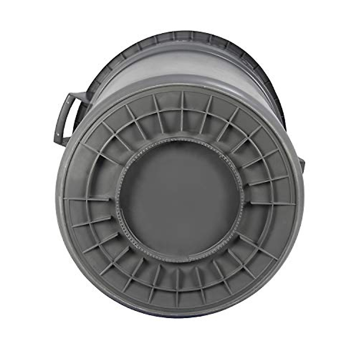 AmazonCommercial 55 Gallon Heavy Duty Round Trash/Garbage Can, Grey, 2-pack