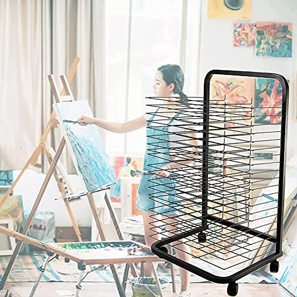 CENAP Art Drying Rack, Drying Rack, Mobile Art Drying Rack, with Wire Rack for Artwork, Drying and Printing Rack, Perfect for Educational Schools and Art Clubs (Size : 35-Layer)