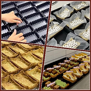 Elesinsoz Mini Tart Pan Set of 6, 4 Inch Rectangular Non-Stick Quiche Pan with Removable Bottom Heavy Duty Fluted Side, Mini Pie Pans for Quiche, Desserts, and Mousse Cakes