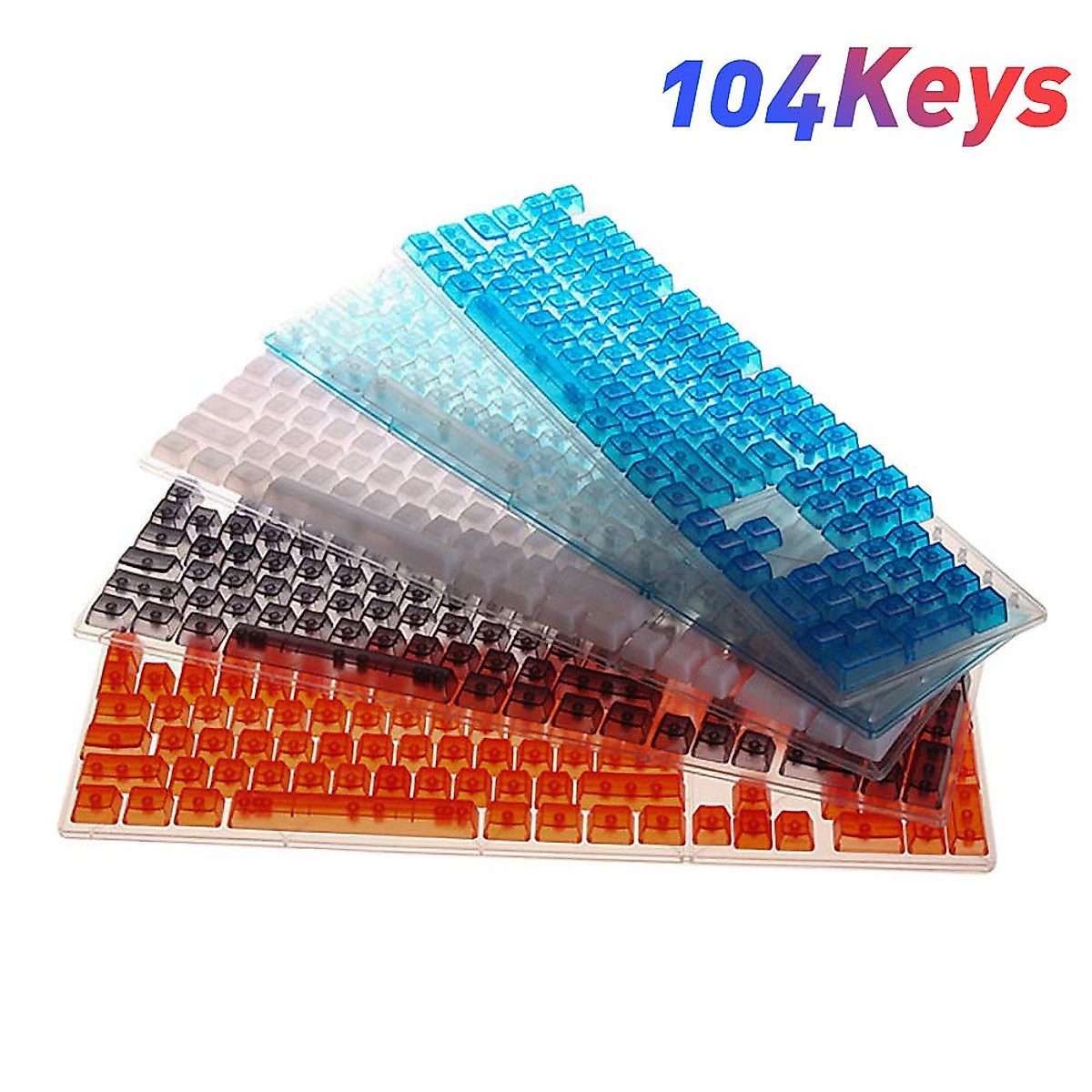MOHALIKO 104 PBT Keycaps Set, Universal Stylish Clear Mechanical Keyboard Key Caps Replacement for Mechanical Gaming Keyboard Clear
