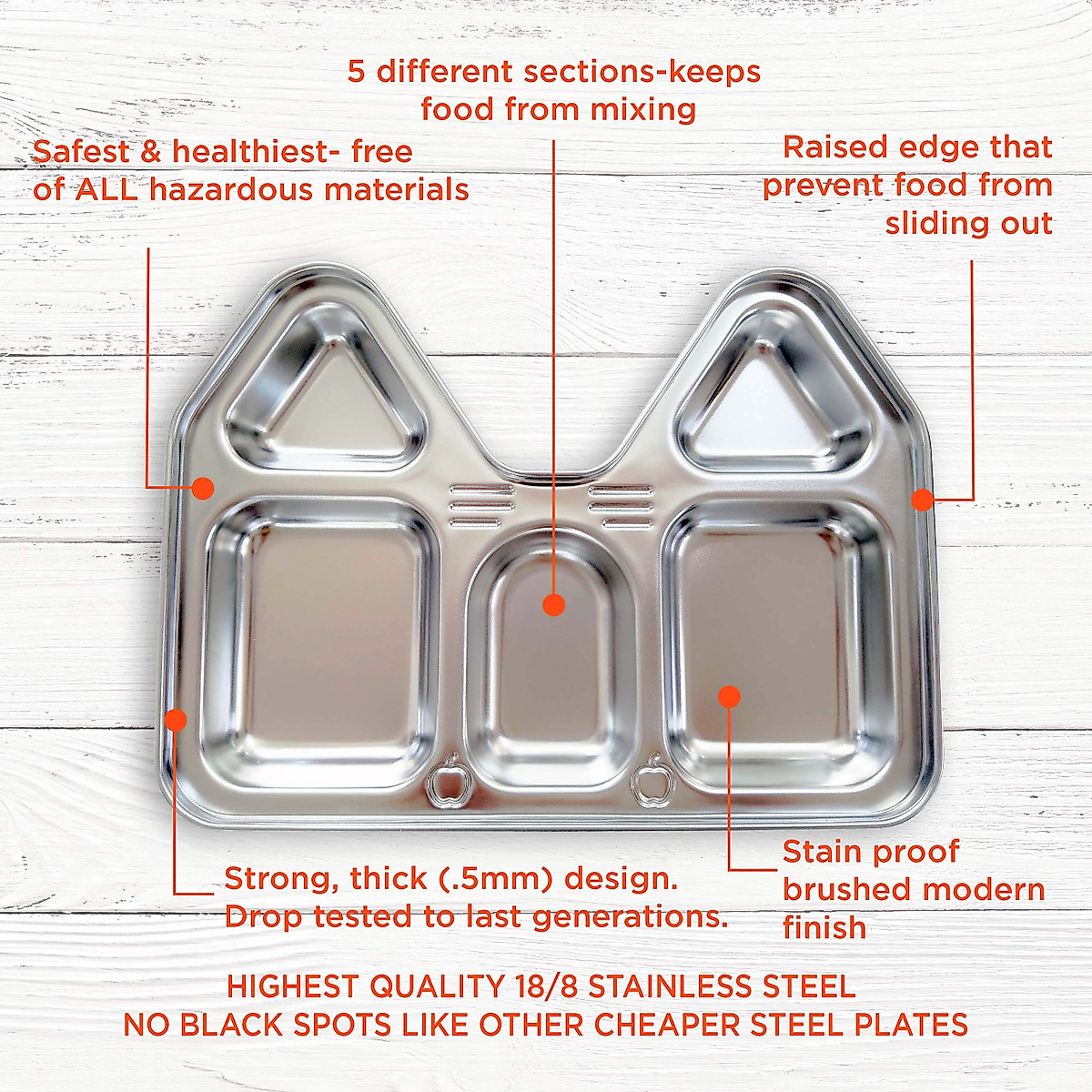 Kids Stainless Steel Section Plates