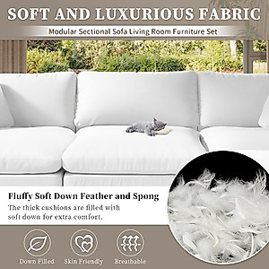 Gtilzria Sectional Couches for Living Room,Down Filled Comfy Sofas,White Modular Couch with Linen Fabric,L Shaped Convertible Sofa with Removable Cushion Covers,for Modern Apartment Office