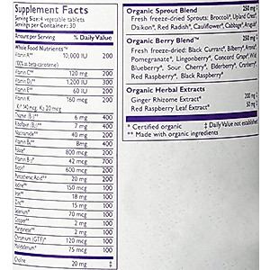 PURE SYNERGY PureNatal Prenatal Vitamin | 120 Tablets | Made with Organic Ingredients | Non-GMO | Vegan | Gentle on Stomach | Made with Organic Veggies and Fruits