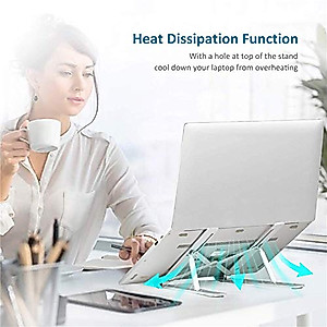 Foldable Laptop Stand for Desk, Office, and Travel Use with Folding Supports, Adjustable Height, and Ventilated Cooling Frame for Portable Work, Gaming, Content Creators