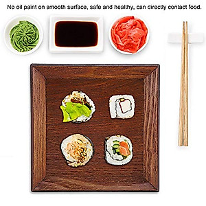 Mavis Laven Food Serving Tray Square Wooden Sushi Dish Food Serving Tray for Restaurant Home Tableware(16.5 * 16.5 * 2cm)