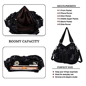 Rose Linda Hobo Bags and Handbags for Women Shoulder Bags Handbag with Multiple Pockets PU Leather Tote Bag
