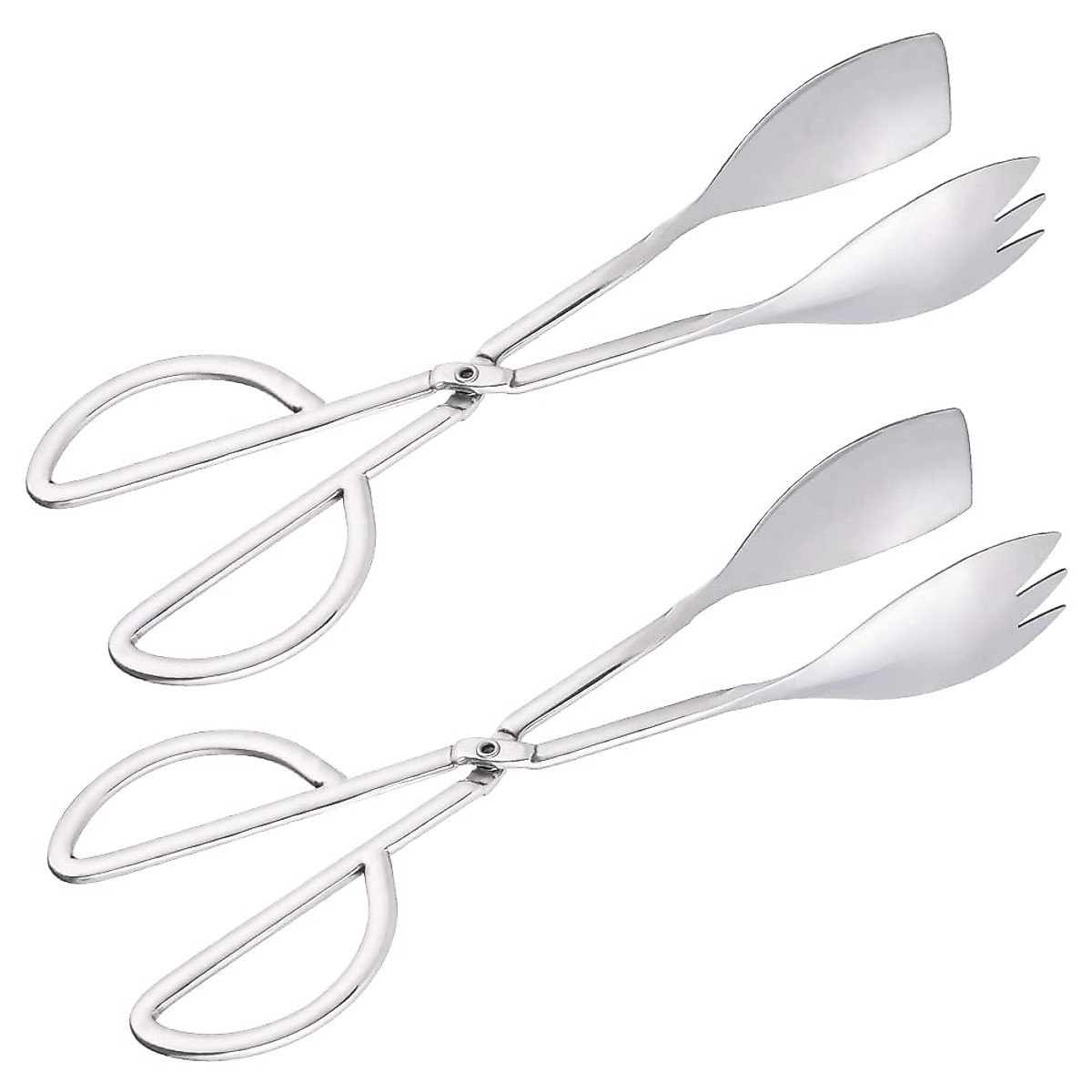 2 Pack Buffet Tongs 10 Inch Stainless Steel Serving Tongs Utensils for Catering Grilling Barbecue Seafood Frying Cooking, Heat Resistant Food Tongs for Salad Cake Party Bread Dessert Home Kitchen