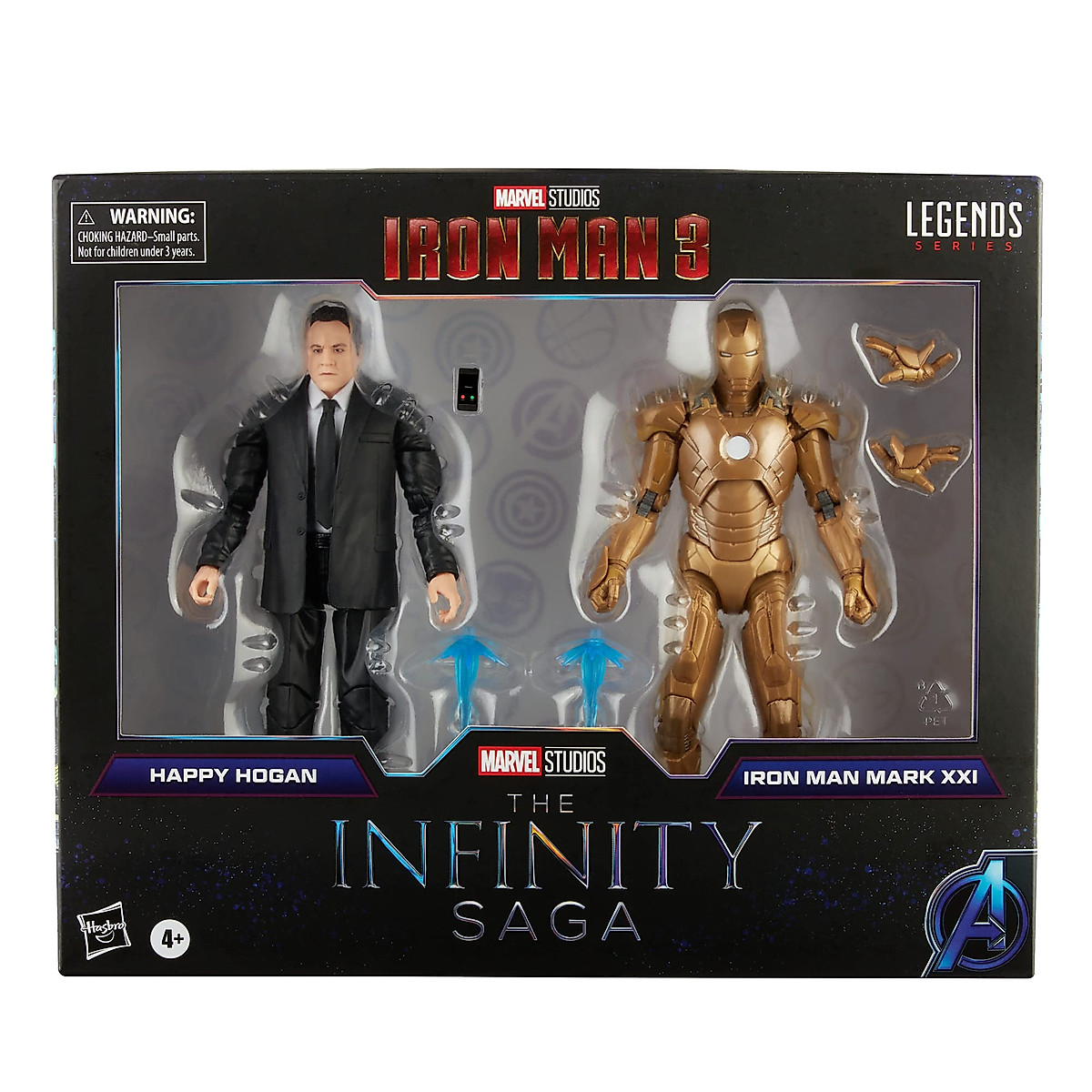 Hasbro Marvel Legends Series , Action Toy 2-Pack Happy Hogan and Iron Man Mark 21, Infinity Saga Characters, Premium Design, 2 Figures and 5 Accessories, Multicoloured (F0191)