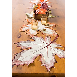 DII Fall Table Decorations Indoor Décor, Thanksgiving, Table Runner, 14x108, Embroidered Cut Work Leaves