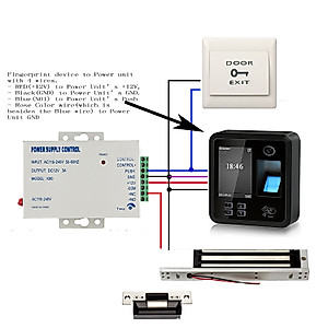 Biometric Fingerprint Security Access Control Systems with 600lbs Magnetic Lock,Exit Motion Sensor,Metal Exit Button with Base,110V-240V Power Supply Unit,Wired Doorbell,RFID Cards & RFID Key Fobs