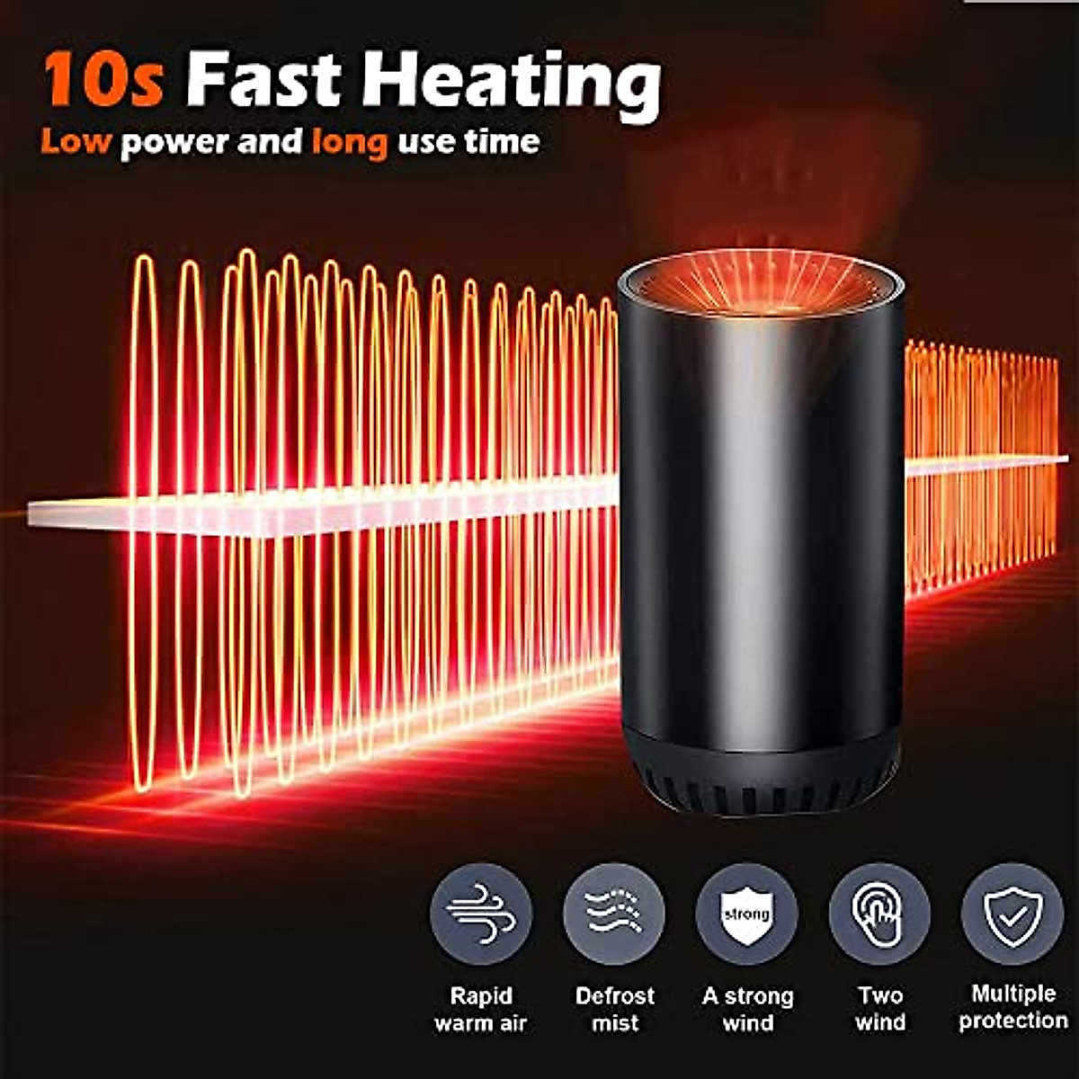Car Heater 12V 150W 2 in 1 with Heating in Cigarette Lighter and Cooling Modes for Fast Heating Defrost Defogger, Suction Cup Portable Car Heaters Automobile Windscreen Fan