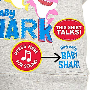 Pinkfong Baby Shark Toddler Boys Fleece Pullover Hoodie Grey 4T