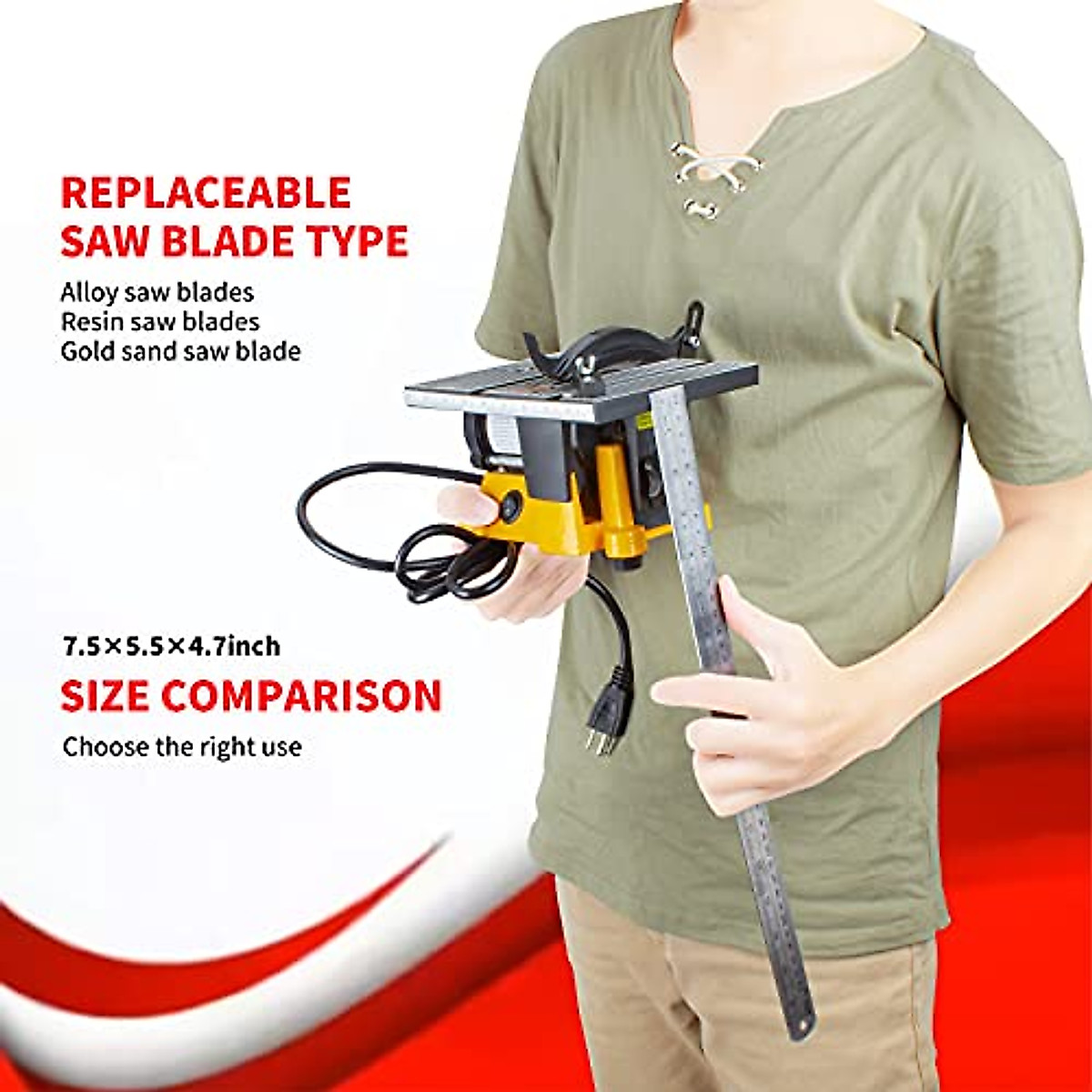 4" 60W MINI ELECTRIC TABLE SAW BENCH TOP GREAT ELECTRIC HOBBY CRAFT TABLE SAW DIY Power Tool Work Bench Stand Circular 2 PIECES Blades