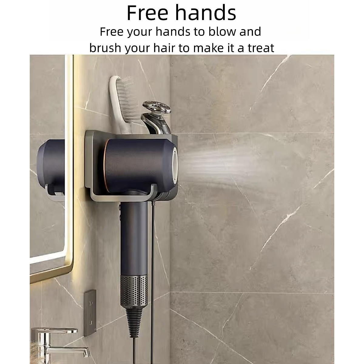 ZCYJHOT Hair Dryer Holder Wall Mounted, Self Adhesive Hair Dryer organizer Wall Mount, Blow Dryer Holder for Dyson Supersonic, Hair Dryer Stand for Bathroom