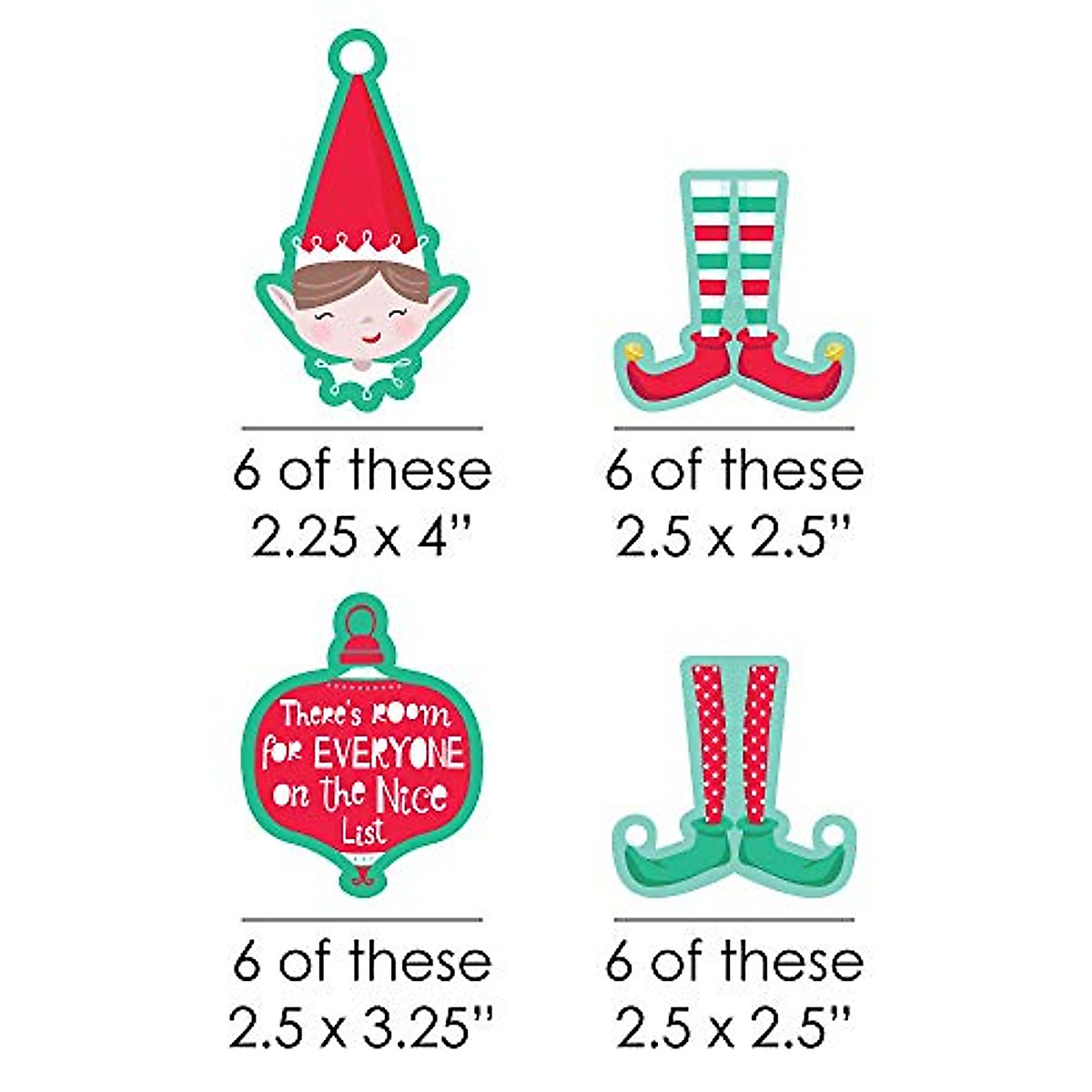 Big Dot of Happiness Elf Squad - Paper Straw Decor - Kids Elf Christmas and Birthday Party Striped Decorative Straws - Set of 24