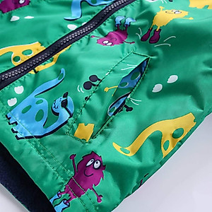 LZH Boys Waterproof Hooded Raincoat Jacket Dinosaur Coat and Pants Suit, 3T(For Age 1-2Y), Green