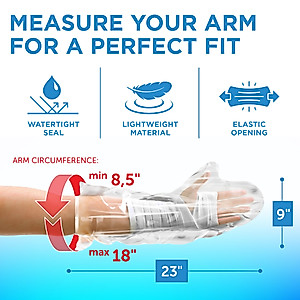 Mighty-X 100% Waterproof Cast Covers for Shower Arm Adult - [Watertight Seal] - 3pk Reusable Cast Protectors - Half Arm Cast Bags for Shower Arm