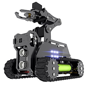 Adeept RaspTank Smart Robot Kit Compatible with Raspberry Pi 4 3 Model B+ B OpenCV Tank 4-DOF Robotics DIY Coding Building Projects Robots for Adults Kids STEM Educational Programming Gift Robotic Arm