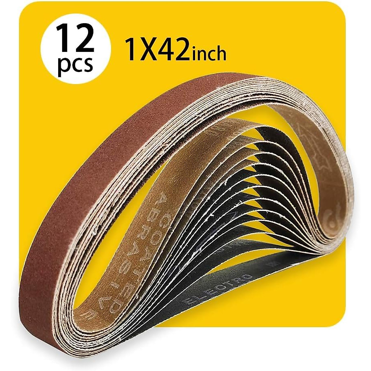 1x 42 Inch 80 Grit Sanding Belt | Premium Aluminum Oxide Sanding Belt | Premium Sander Sandpaper – 12 Pack