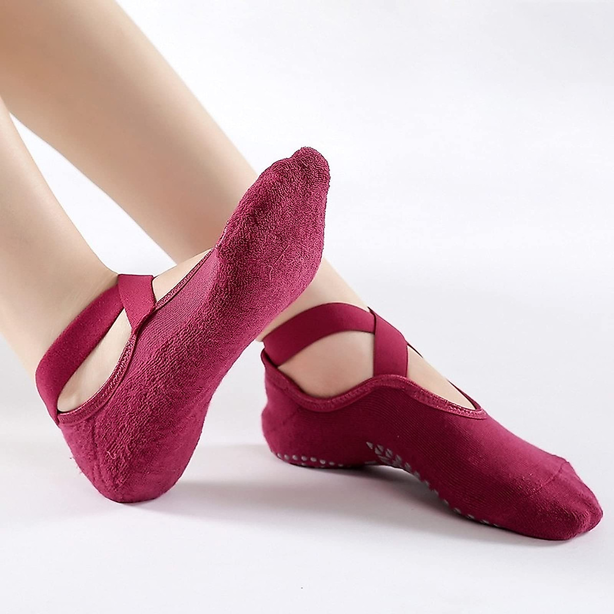 KEAIDO 6 Pairs Women Yoga Socks Non Slip Sticky Grip Accessories Thickened Sole for Pilates, Yoga, Barre, Dance Ballet, Barefoot Workout Sports Fitness Indoor Outdoor US Size 5-8.5