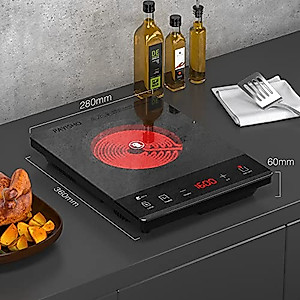 PAYISHO 1600W Electric Hot plate Single Burner,Portable Electric Stove for Cooking,Infrared Burner,24Hour Setting,Gray Crystal Glass Surface Compatible for All Cookware Gray