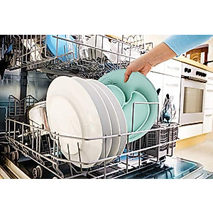 Qshare Toddler Plates, One-Piece Baby Plate for Toddlers and Kids, BPA-Free Strong Suction Plates for Toddlers, Dishwasher and Microwave Safe Silicone Placemat (PigPink/DuckCyan)