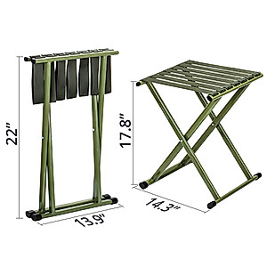 TRIPLE TREE Folding Stool, 2-Pack Portable Camping Stool 17.8inch Height Lightweight Stainless Steel Foldable Chair for Outdoor Camping Walking Hunting Hiking Fishing, Support 600 lbs