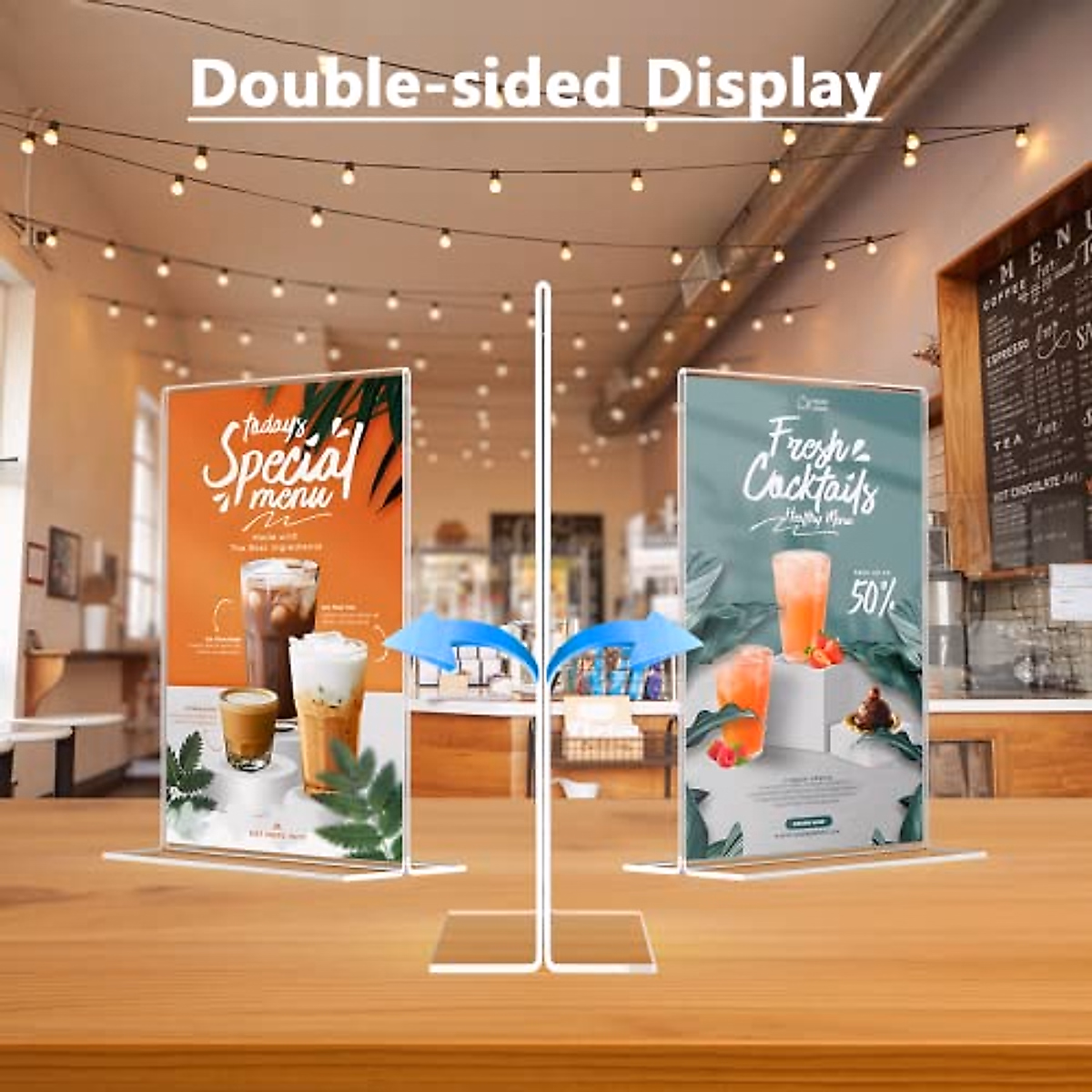 MaxGear 8.5 x 11 Acrylic Sign Holder 6 Pack, Clear Table Paper Display Stand Double Sided Menu Flyer Holder Vertical Picture Frame Plastic Plexi Sign Holders for Office, Store, Restaurants, Hotels