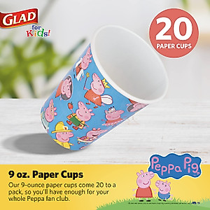 Glad for Kids 9 oz Peppa Pig I Can Be Anything Paper Cups, 20 Ct | Disposable Paper Cups with Peppa Pig Characters | Paper Cups for Kids for Everyday Use