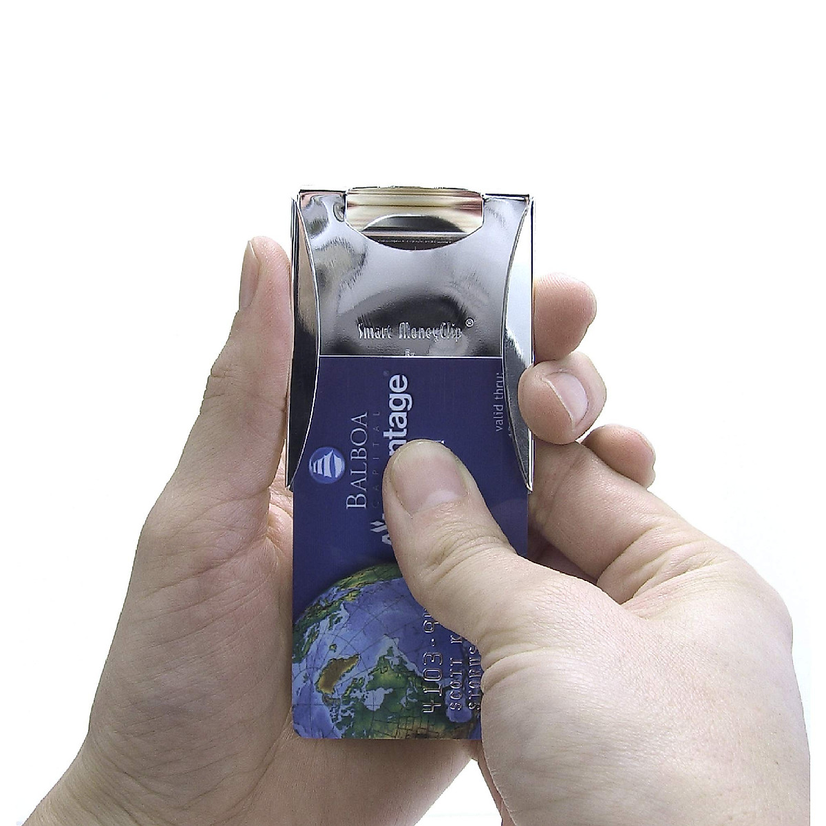 Storus Smart Money Clip + Credit Card Holder Pocket Wallet, Slim Minimalist Double-sided Metal Wallet for Men, Father's, Gift - Polished Stainless Steel