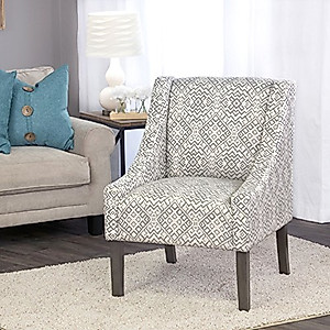 HomePop Modern Swoop Arm Accent Chair, Gray Geometric